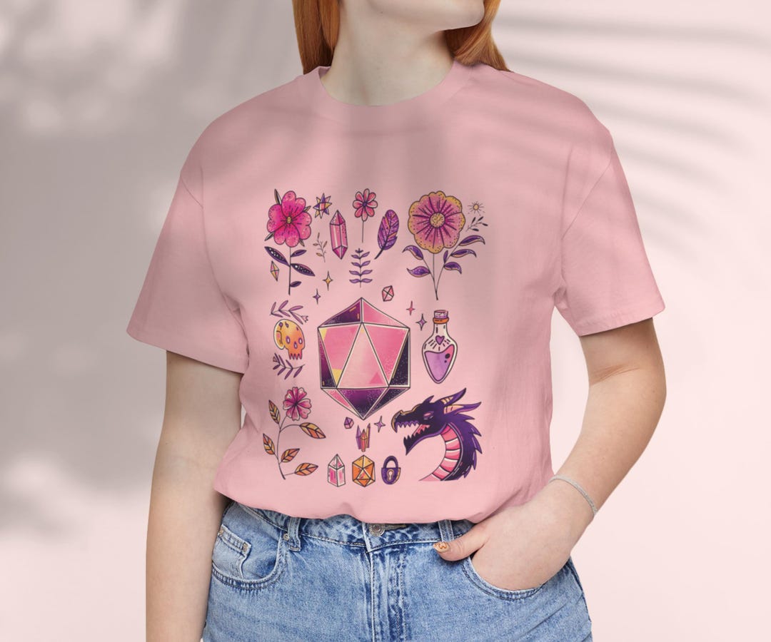 Dnd T-shirt, Girly Dnd Accessories Apparel, Cute Pink Dungeon Master Dm ...