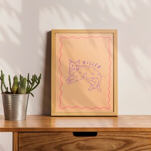 Custom Cat Portrait Cute Cat Poster Personalized Badly Drawn Pet Art ...