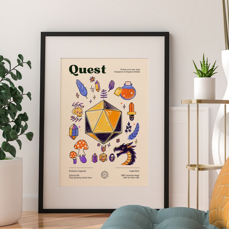 Dnd Art Print, Dnd Poster, Dice Wall Art Bundle, Dnd Wall Decor, Dnd ...