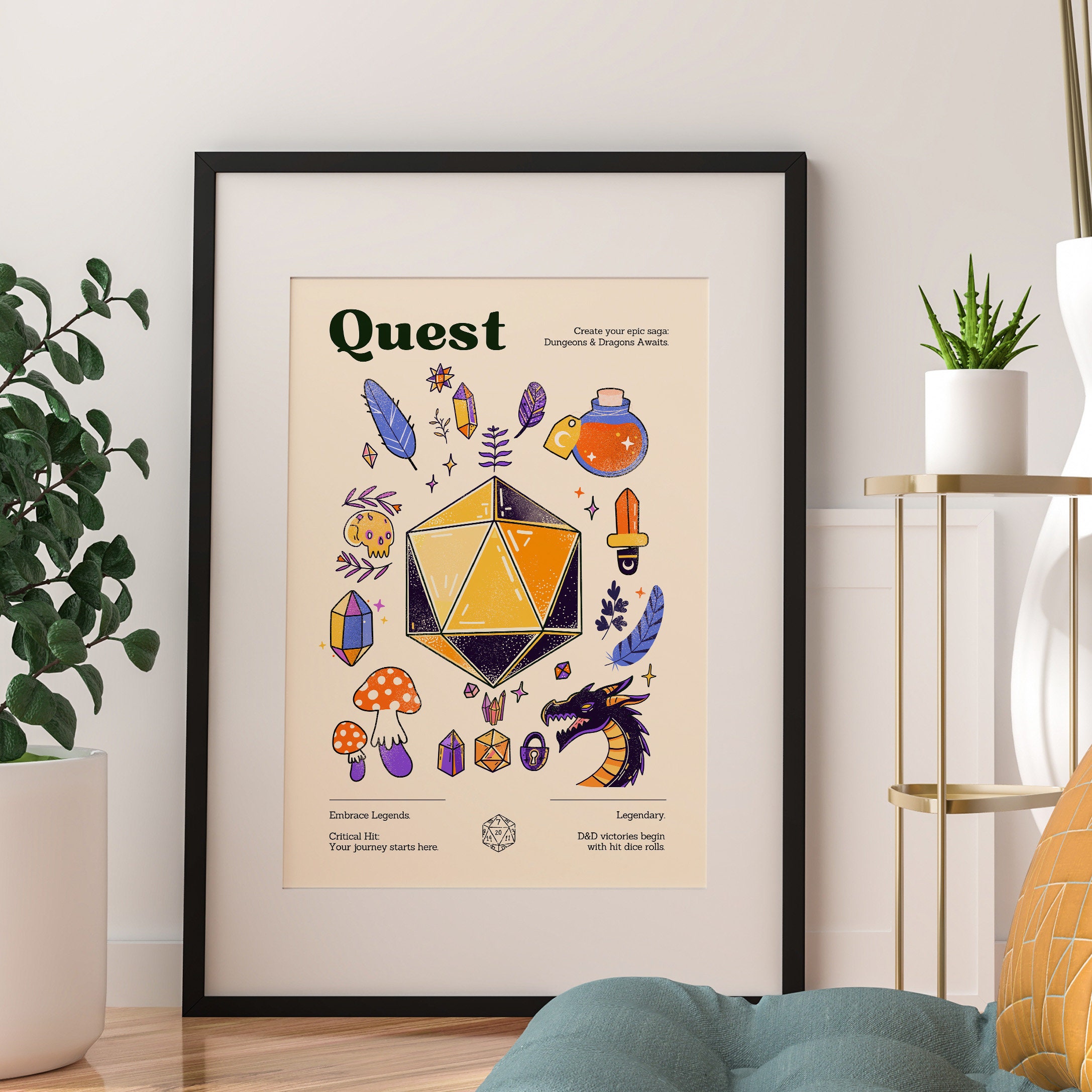 Dnd Art Print, Dnd Poster, Dice Wall Art Bundle, Dnd Wall Decor, Dnd ...