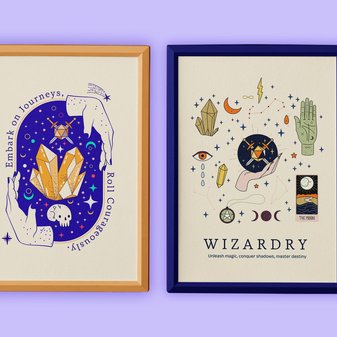 DND Wall Art Bundle, Dnd Dice Wall Art, Dnd Wall Decor, Dnd Player Gift ...