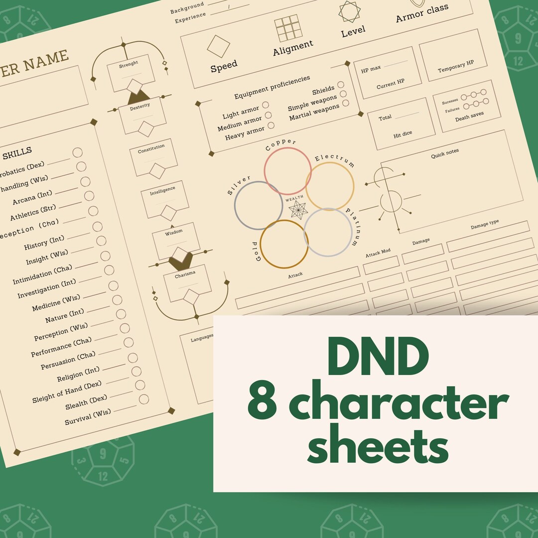 Dnd Journal Character Sheets Dungeons and Dragons 5e Character Notebook ...