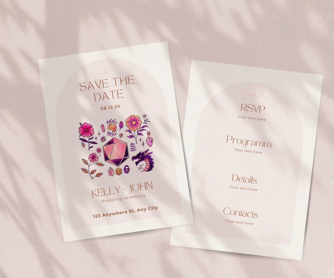 DND Wedding Invitation, Dnd Fantasy Wedding Schedule Printable, Save ...