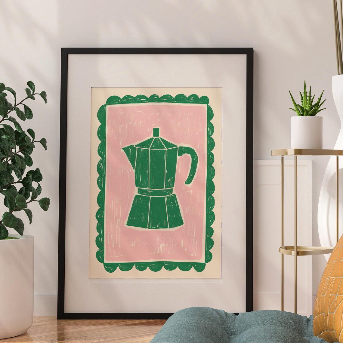 Moka Pot Art Print, Coffee Maker Printable Wall Art, Handdrawn Coffee ...