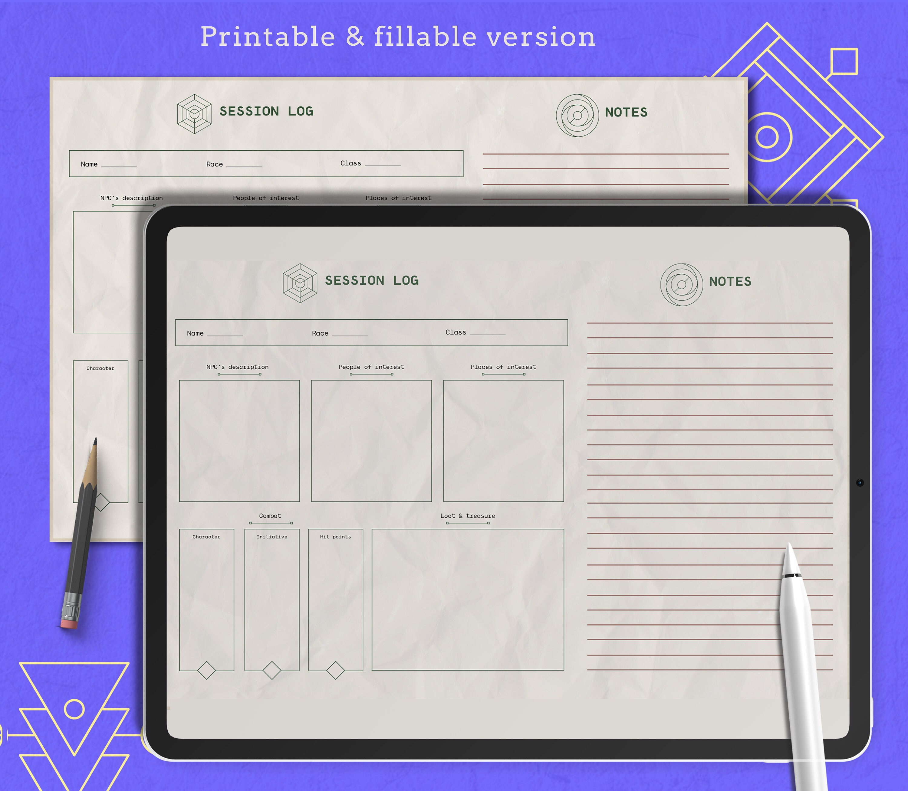 Dnd 5e Character Sheet Journal for Digital Tablets Dungeon - Etsy