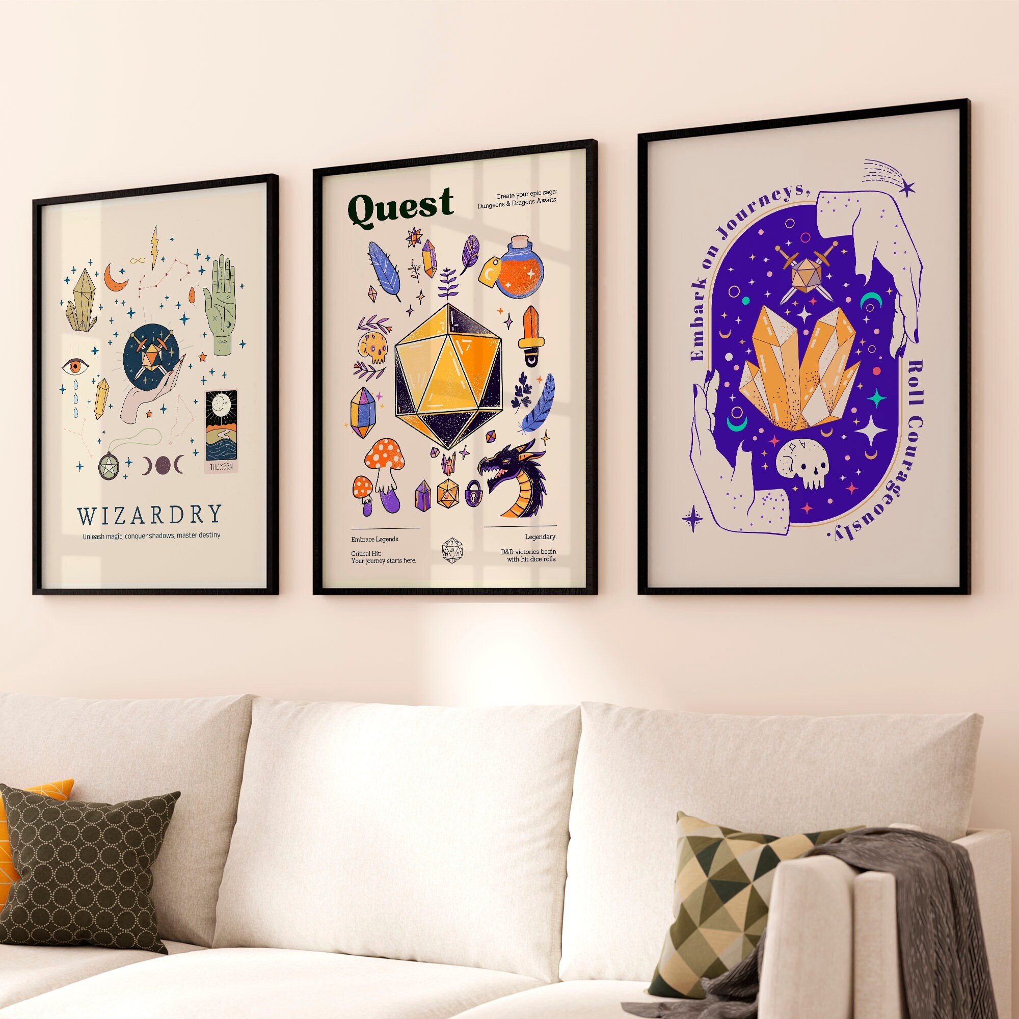 Dnd Art Print, Dnd Poster, Dice Wall Art Bundle, Dnd Wall Decor, Dnd ...