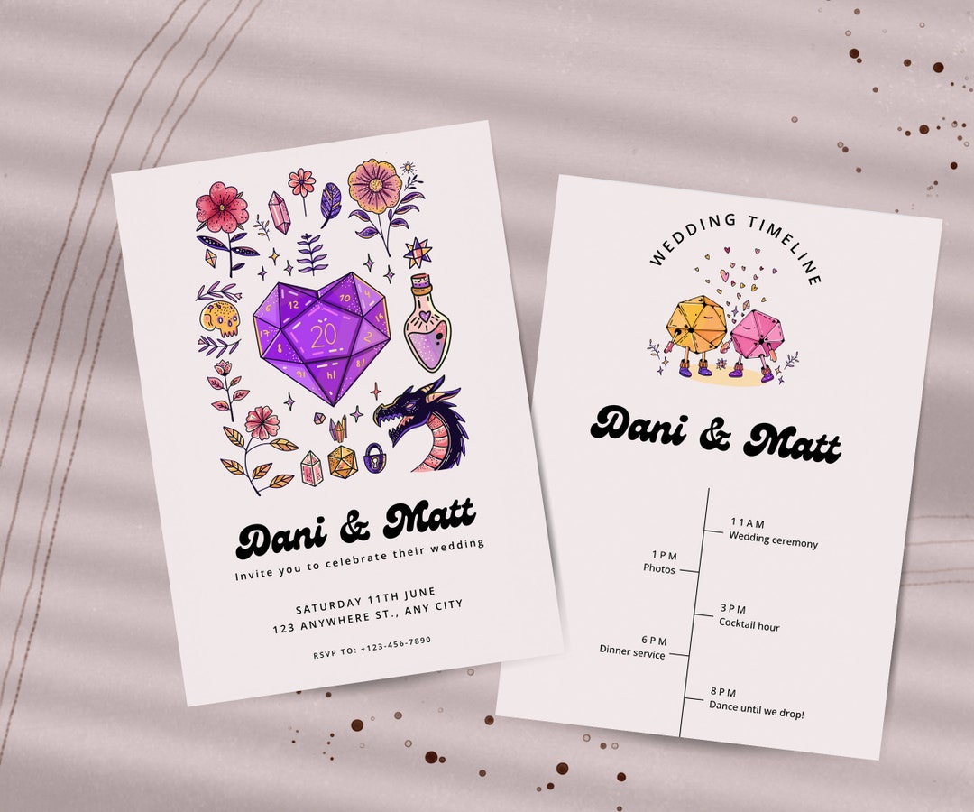 DND Wedding Invitation, Dnd Wedding Schedule Printable, Announcement ...