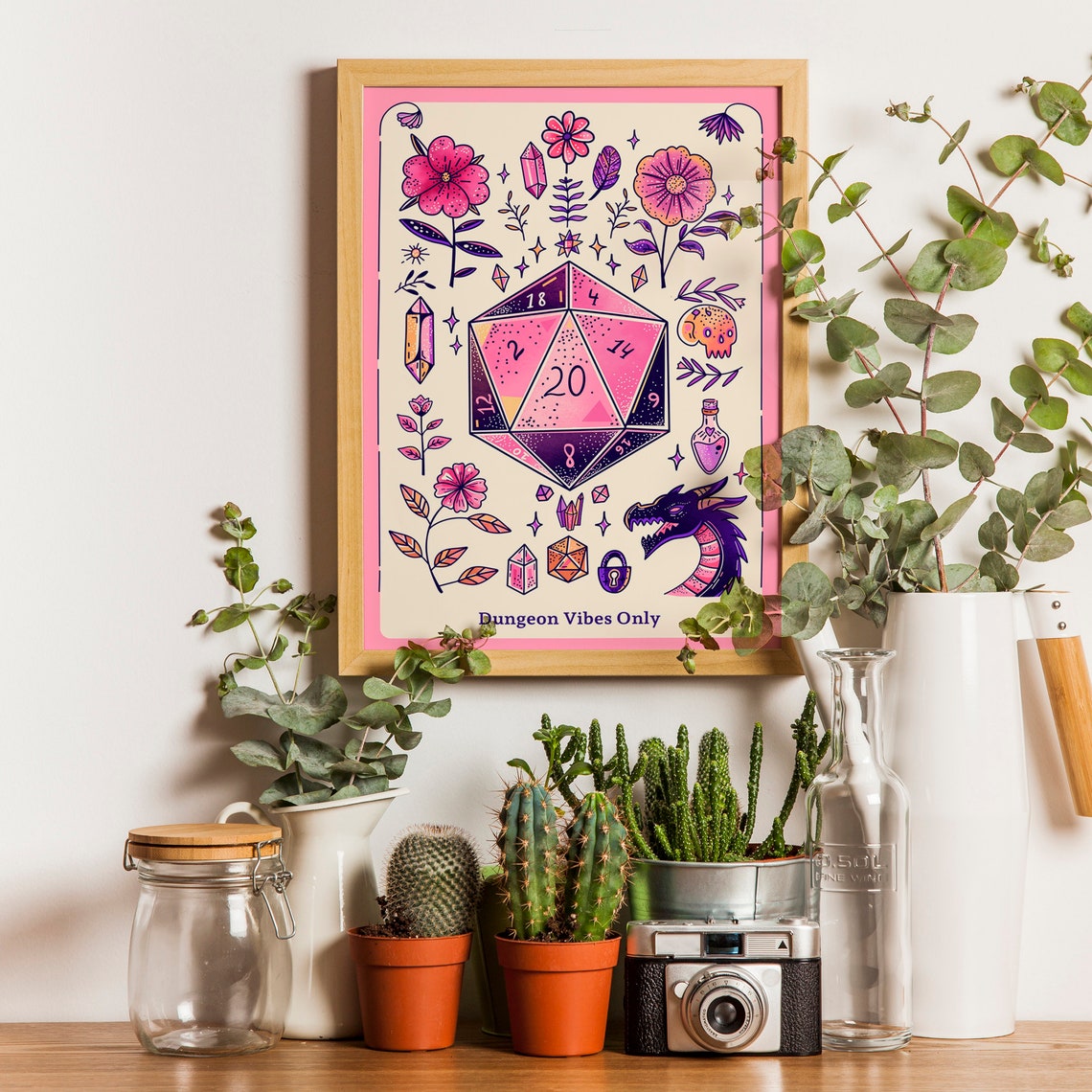 Dnd Art Print, Dnd Dice Wall Art, Dnd Poster, Dnd Player Gift, Girly ...