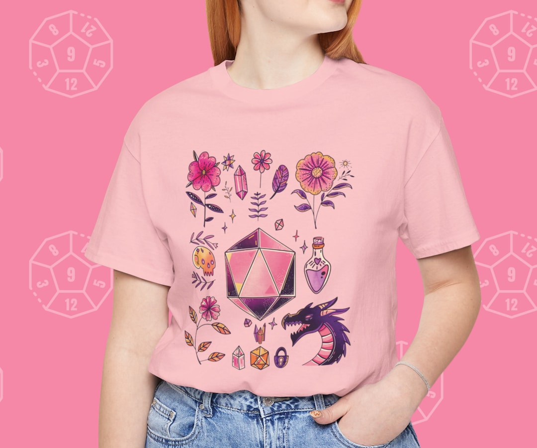 Dnd T-shirt, Girly Dnd Accessories Apparel, Cute Pink Dungeon Master Dm ...