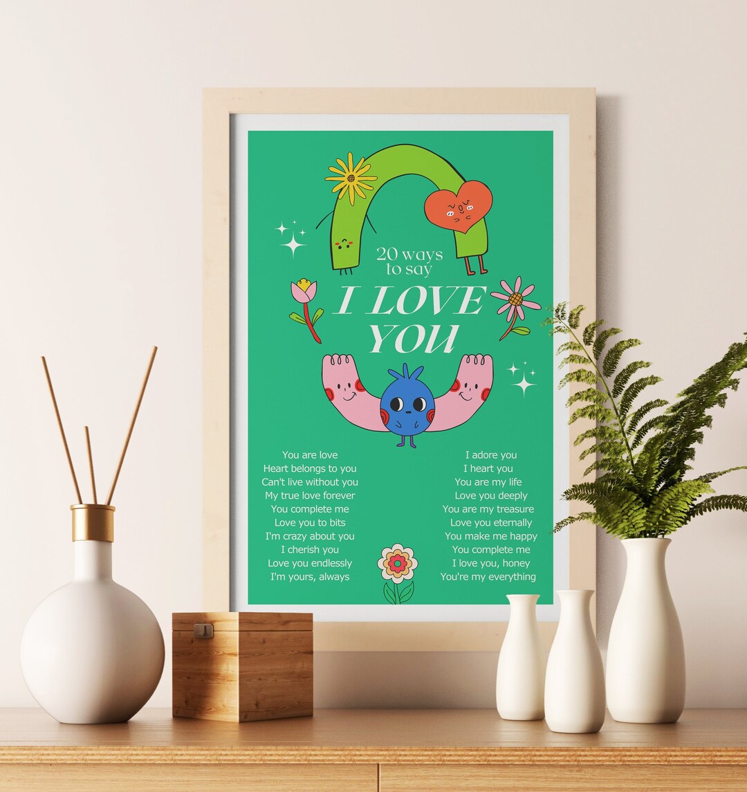 I Love You Wall Art, Ways to Say I Love You, Romantic Poster ...