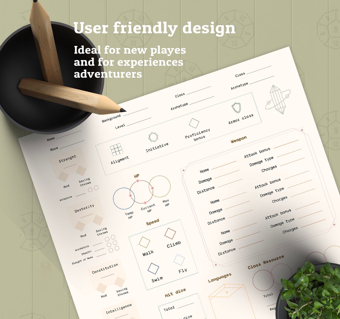 Digital Dnd Character Journal Editable Dnd Sheet Dungeons and Dragons ...