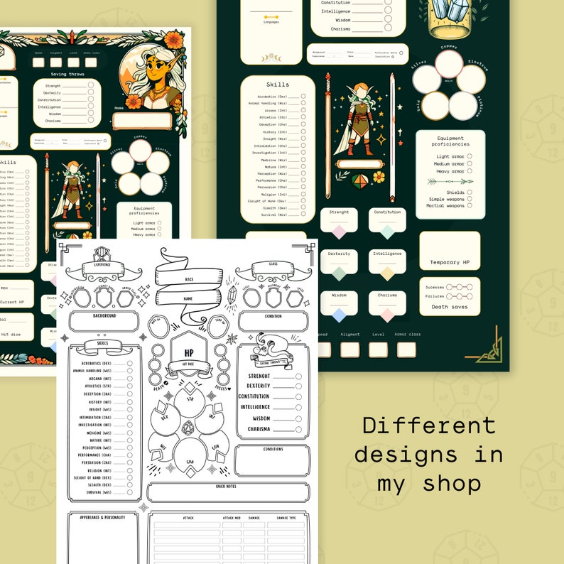 Simple Dnd Character Sheet, Dnd Campaign Journal, Dungeons and Dragons Character Tracker ...