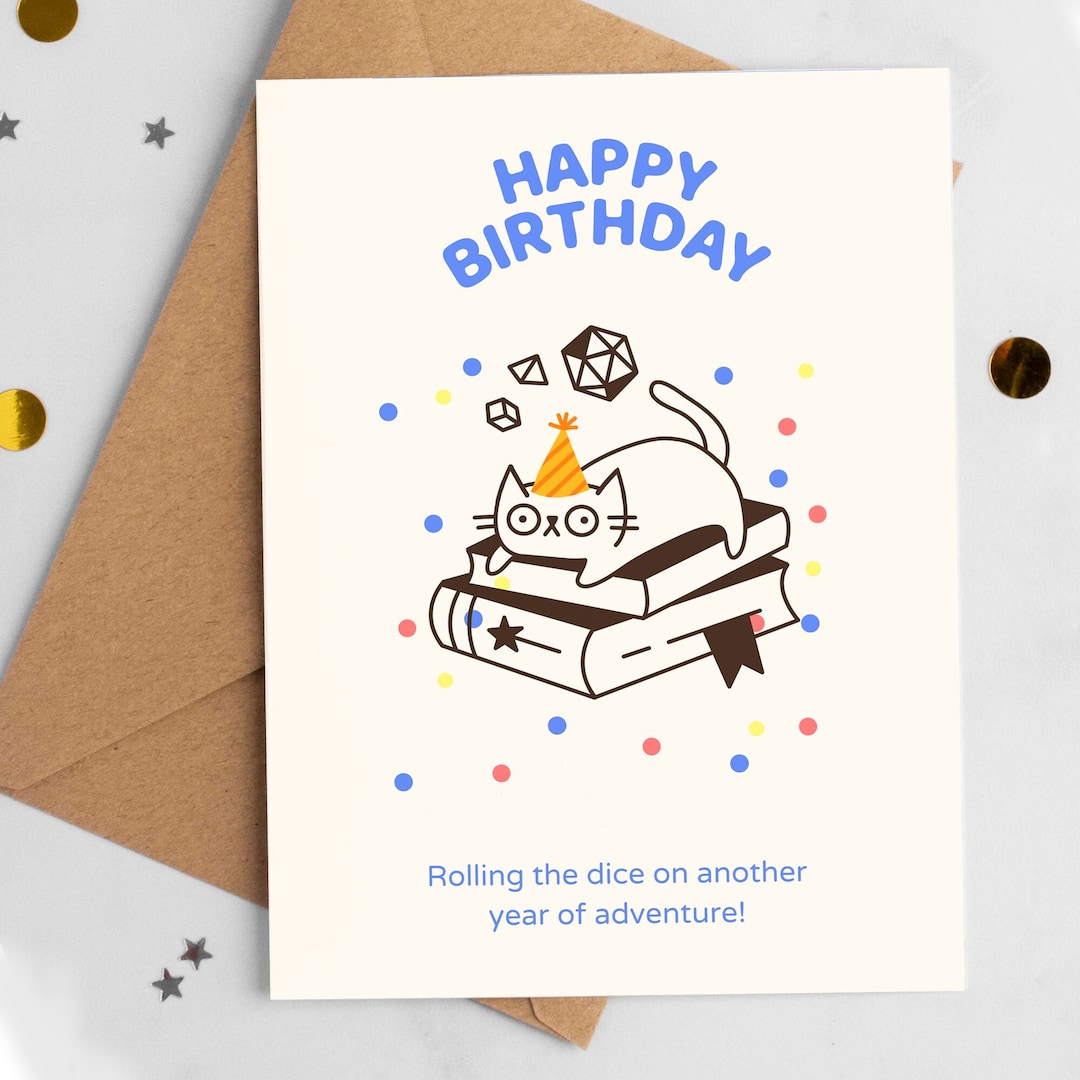 DND Birthday Card, Printable Birthday Congratulations Card, Nerdy ...