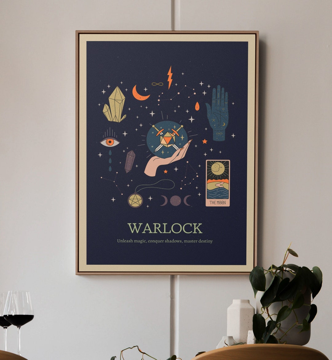 Dnd Art Print Warlock Dnd Poster Dnd Dice Wall Art Gaming Room Art Dnd ...