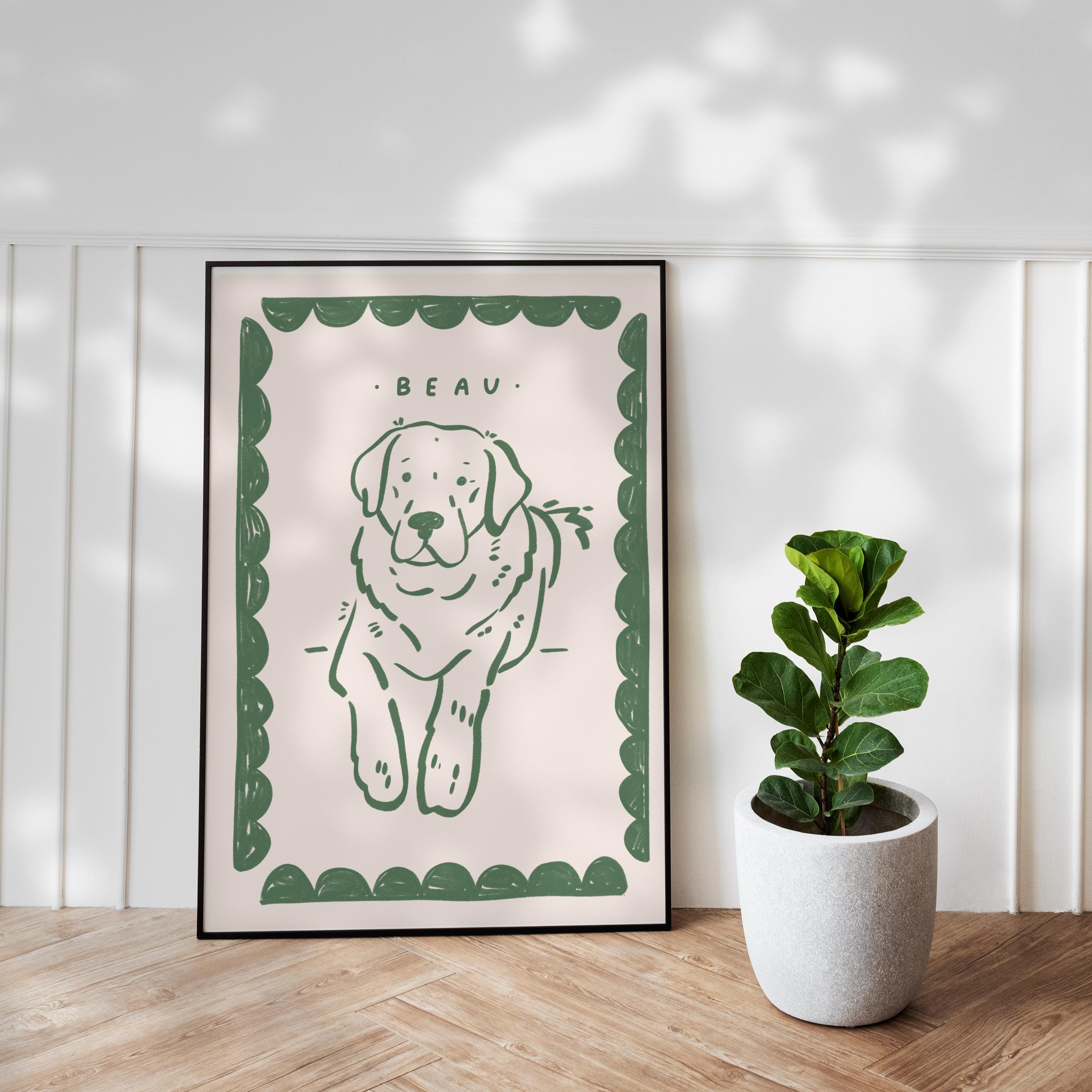 Modern Pet Portrait Matisse Aesthetic Custom Dog Portrait Trendy Pet ...