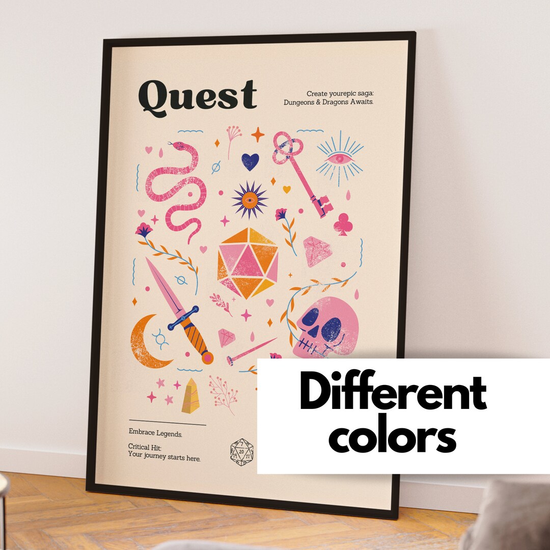 Dnd Art Print, Dnd Dice Wall Art, Dnd Poster, Nerdy Dnd Player Gift ...