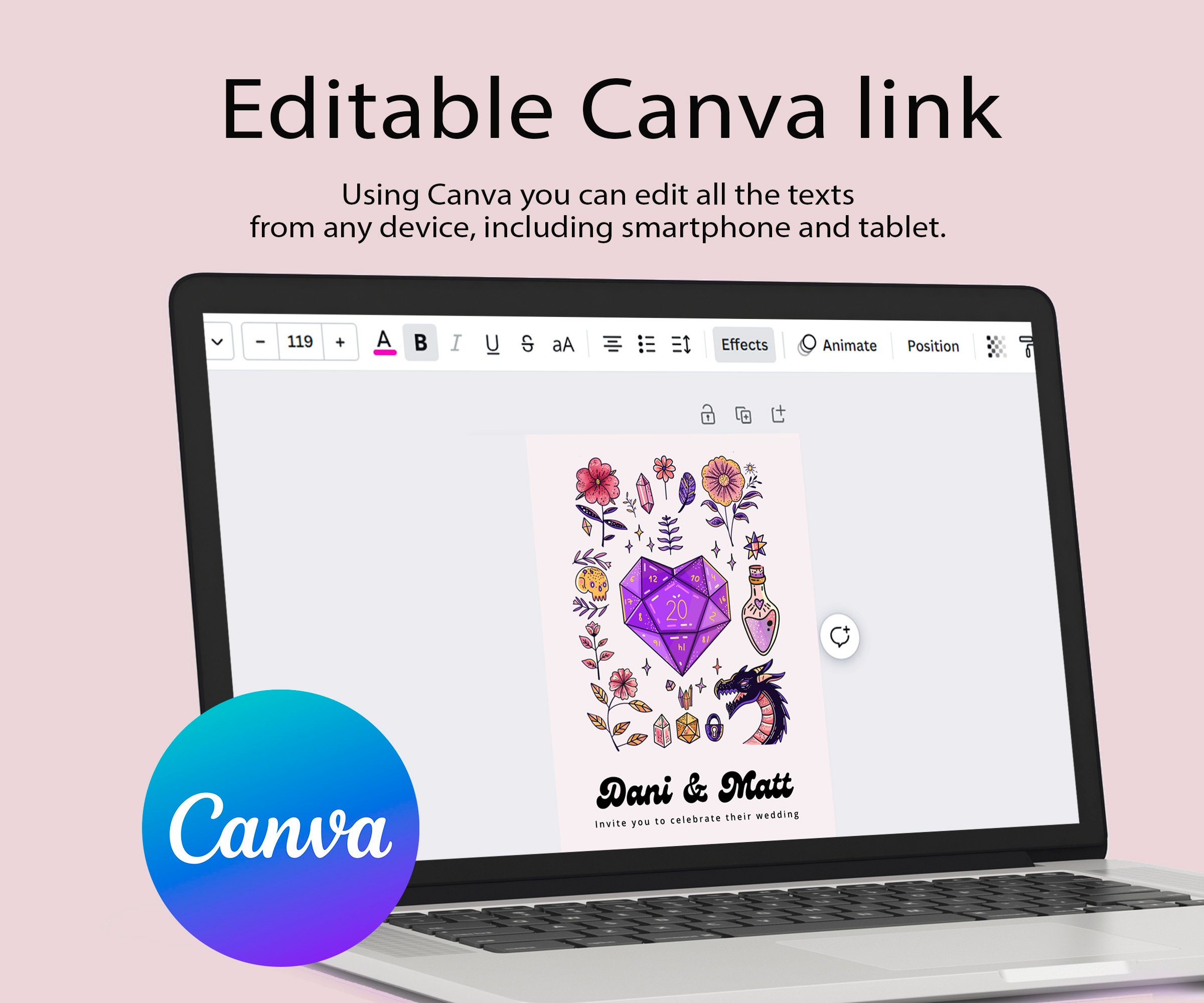 DND Wedding Invitation, Dnd Wedding Schedule Printable, Announcement ...