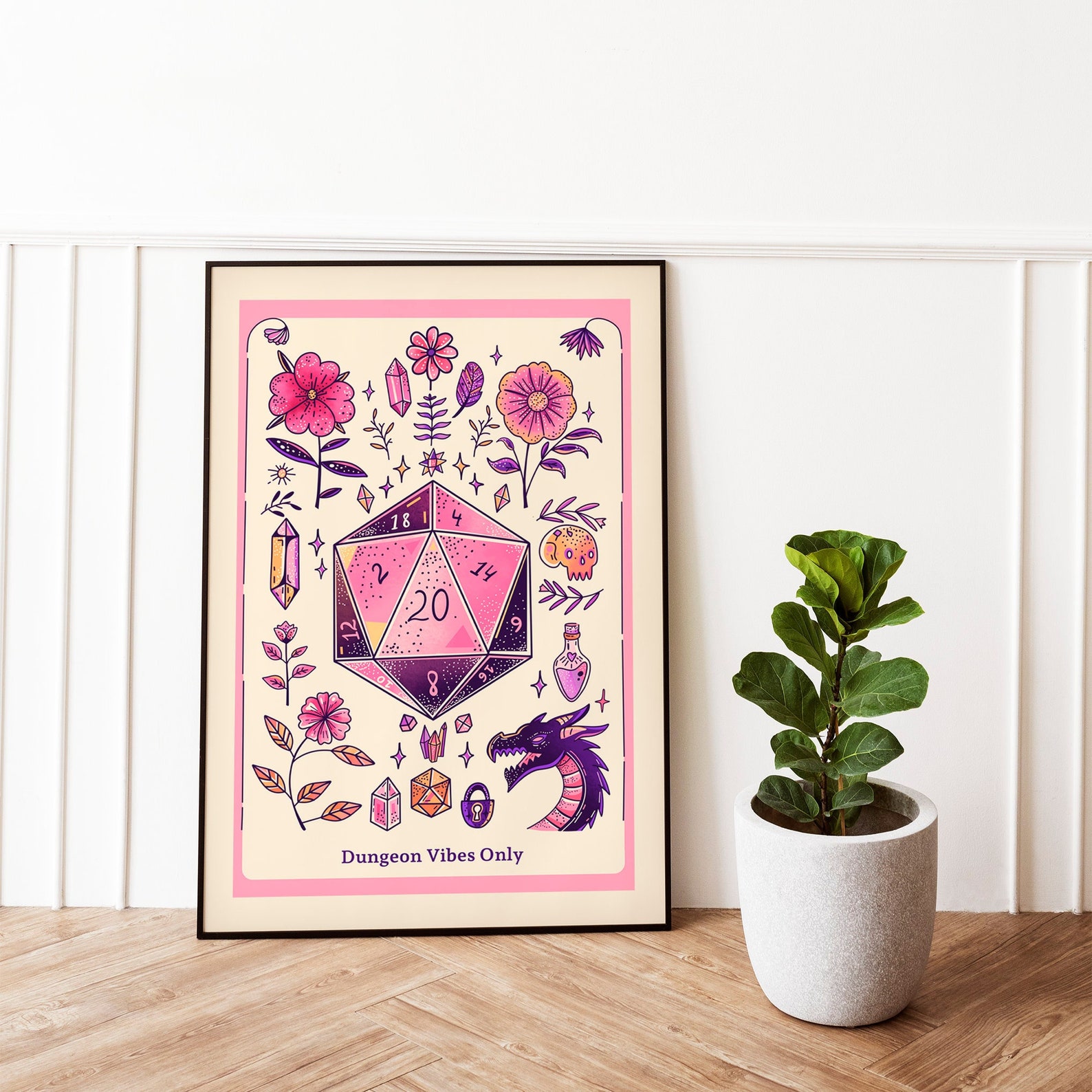 Dnd Art Print, Dnd Dice Wall Art, Dnd Poster, Dnd Player Gift, Girly ...