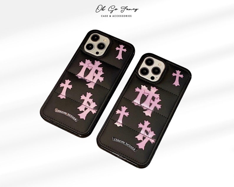 Chrome Hearts Gothic Cross Leather Phone Case, Y2K Cross Goth iPhone 11 ...