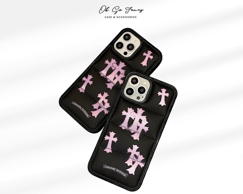 Chrome Hearts Gothic Cross Leather Phone Case, Y2K Cross Goth iPhone 11 ...