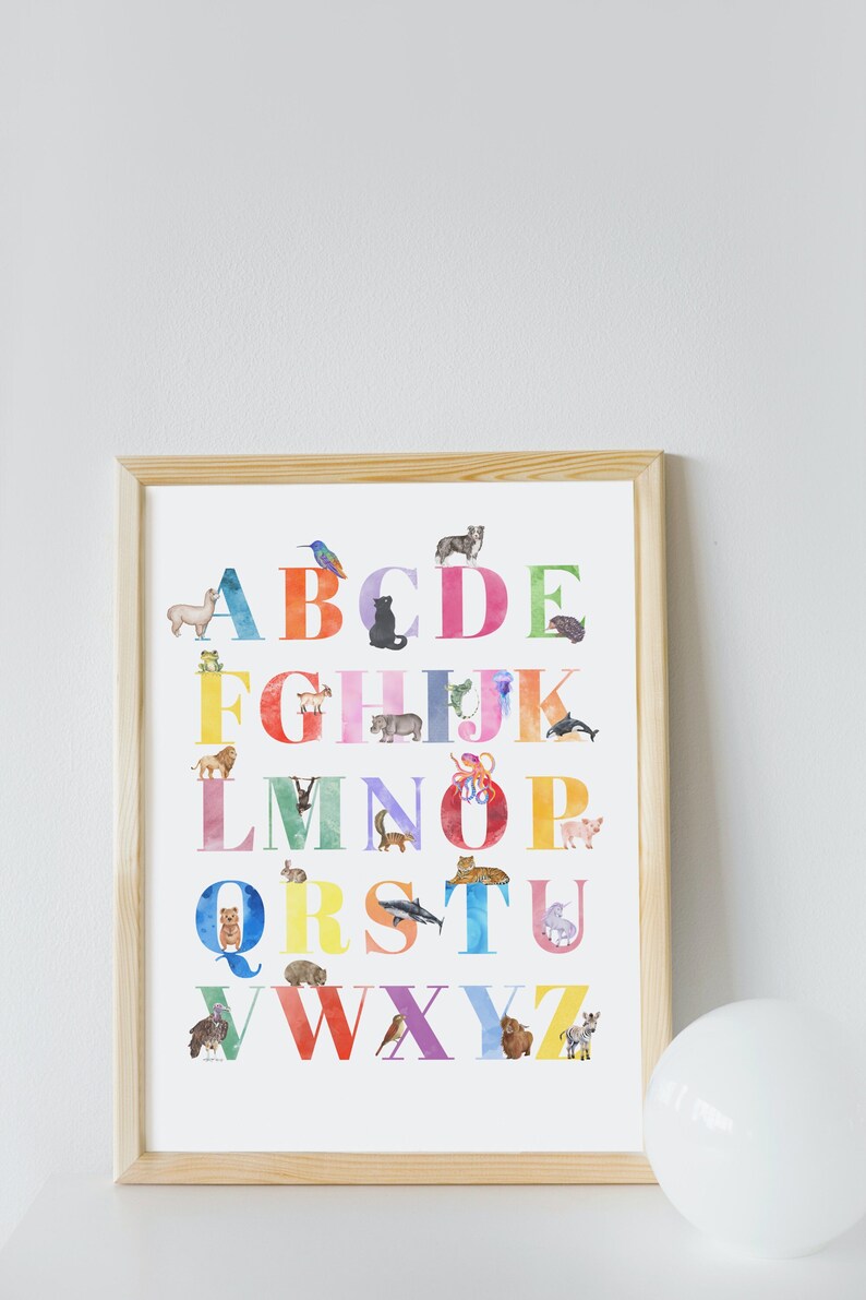 Animal Alphabet Poster | ABC Poster | Educational Poster | Watercolour ...