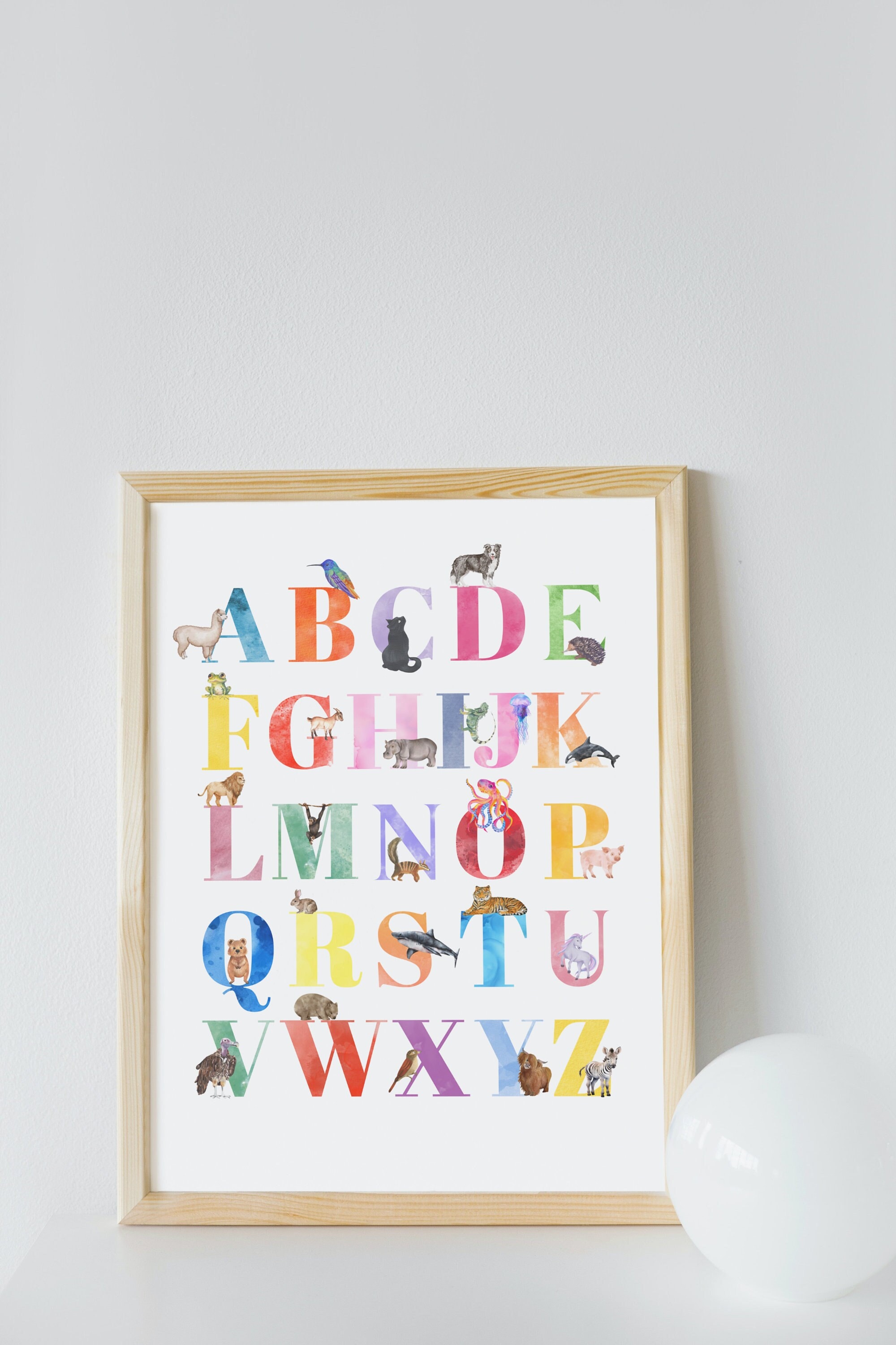 Animal Alphabet Watercolor Poster | Educational ABC Print (digital ...