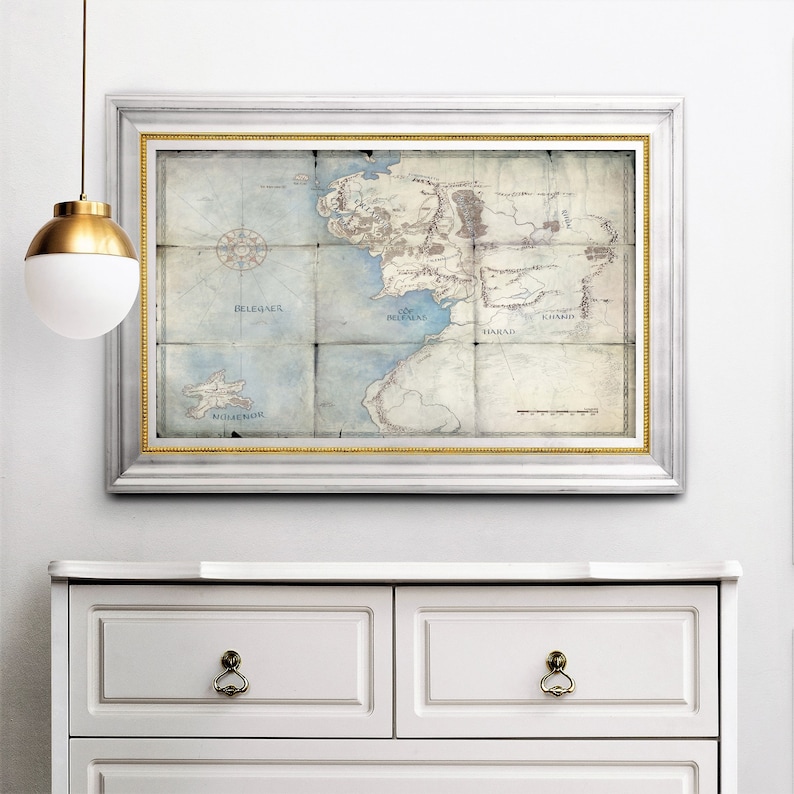 Middle Earth Map, Lord of the Rings Antique Style Art (digital Download ...