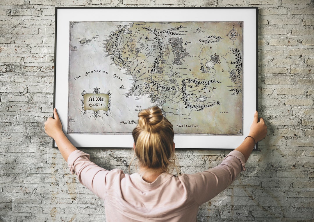 Middle Earth Poster, Map of Lotr, Middle Earth Map, Fantasy World Map ...