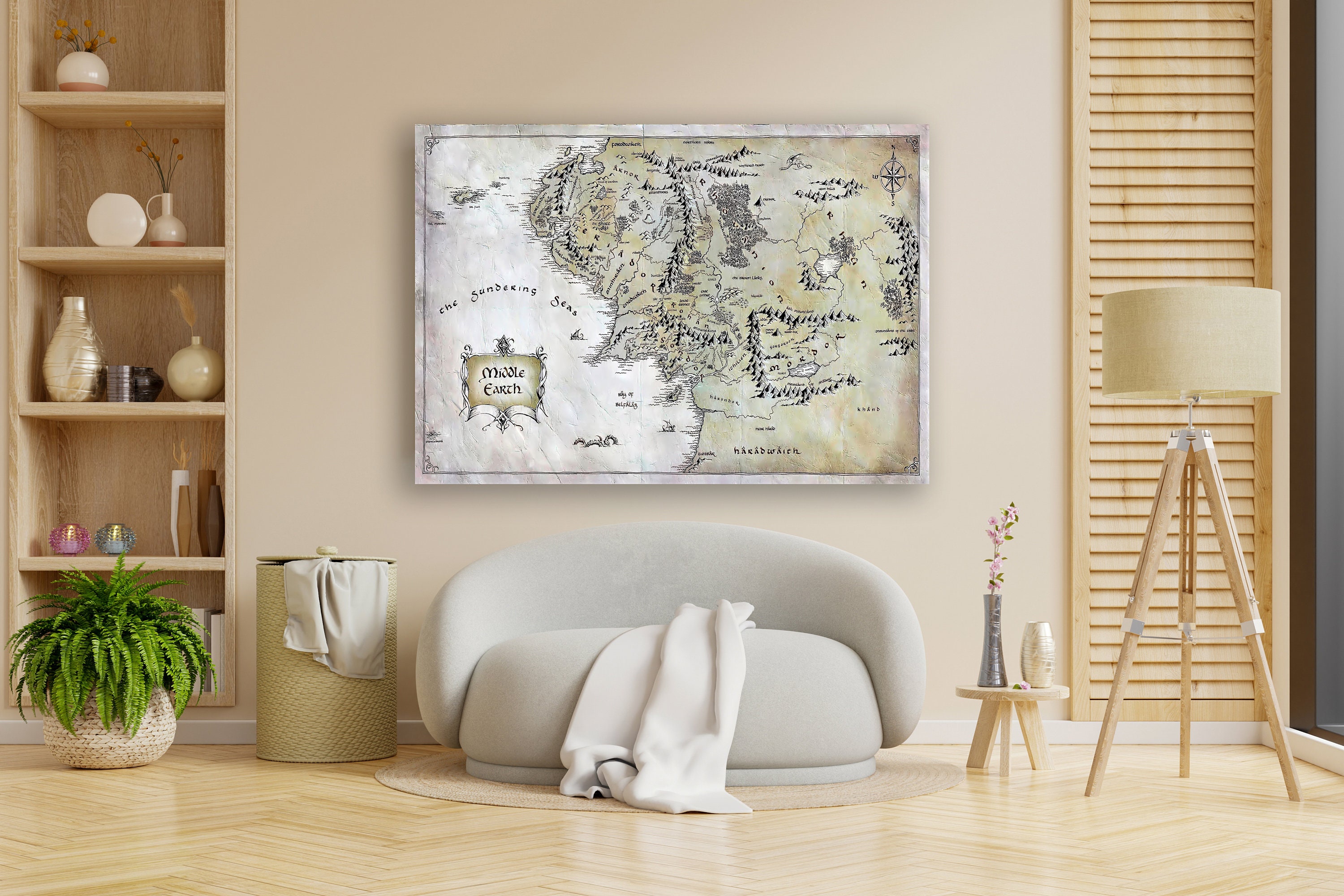 Middle Earth Map Canvas Print, LOTR Antique Style World Map - Etsy