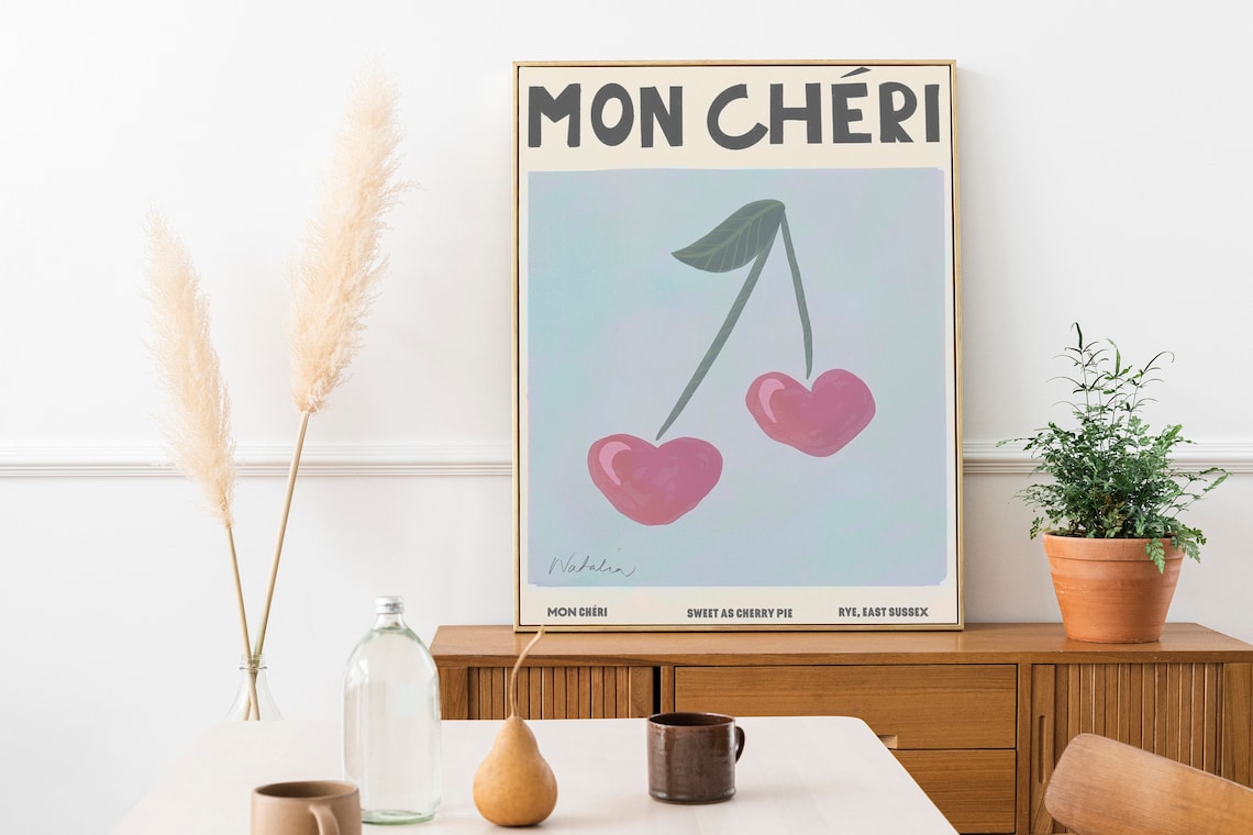 Cherry Poster Cherry Wall Art Aesthetic Print Trendy Wall - Etsy