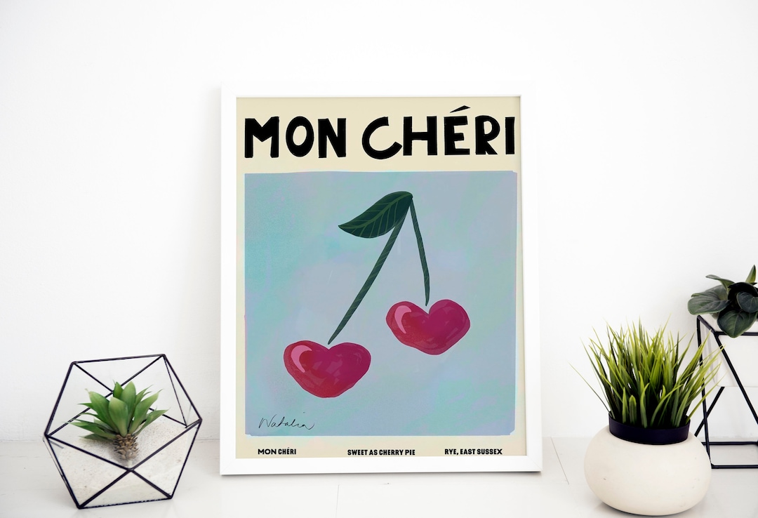 Cherry Poster, Cherry Wall Art, Aesthetic Print, Trendy Wall Art, Retro ...