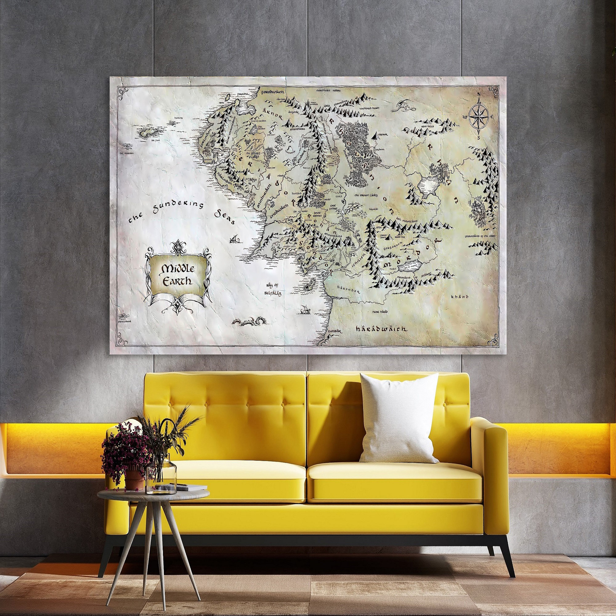 Middle Earth Poster, Map of Lotr, Middle Earth Map, Fantasy World Map ...