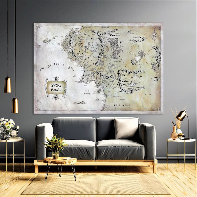 Middle Earth Poster, Map of Lotr, Middle Earth Map, Fantasy World Map ...