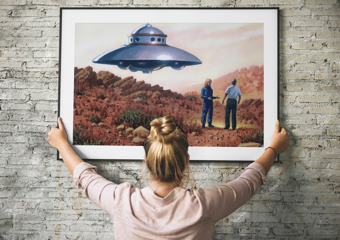 Roswell Chillin', Retro UFO Poster, Vintage Druck, Sci-Fi Wandkunst ...