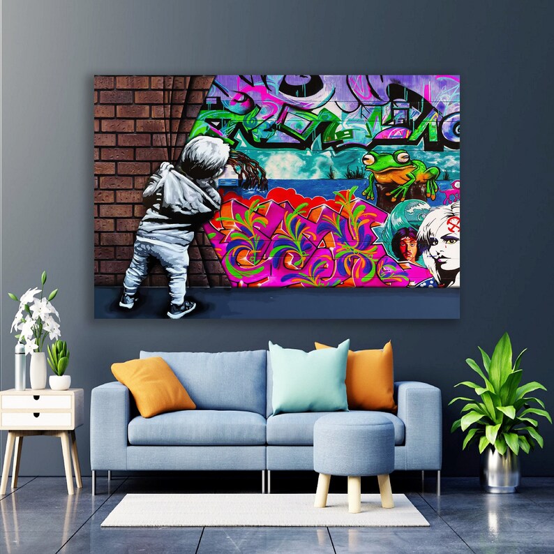 Behind the Curtain ,banksy Style Canvas Art , Banksy Wall Art, Banksy ...