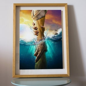Hand of God, Jesus Reaching Into Water, Jesus Poster, Jesus Print, God ...
