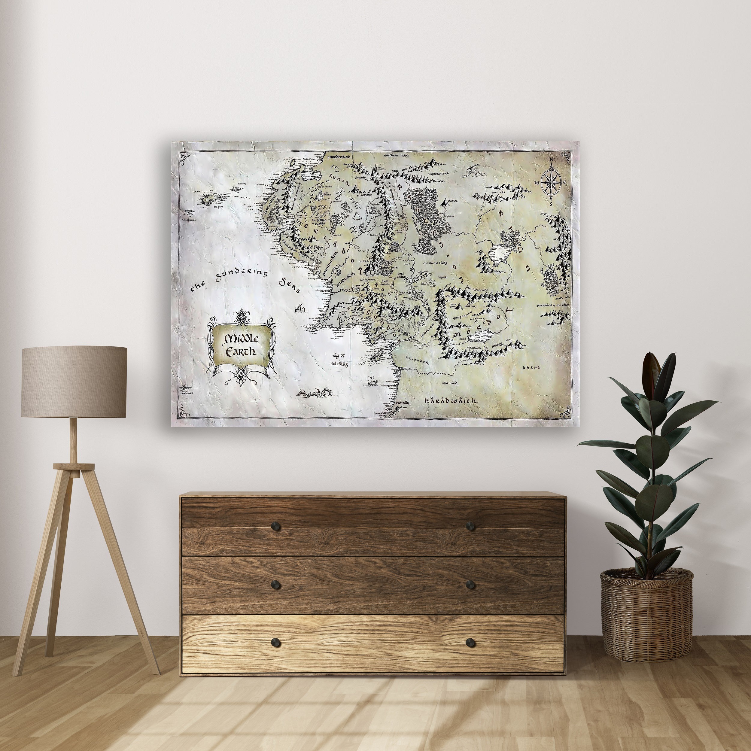 Middle Earth Map, Movie Map, LOTR Map Canvas, World Map Artwork, Middle ...