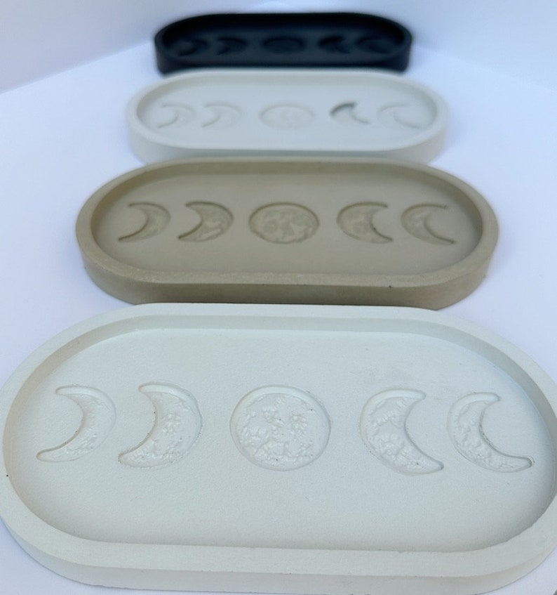 Crescent Moon Stone Oval Tray, Jewelry Dish, Decor Concrete Moon Catch ...