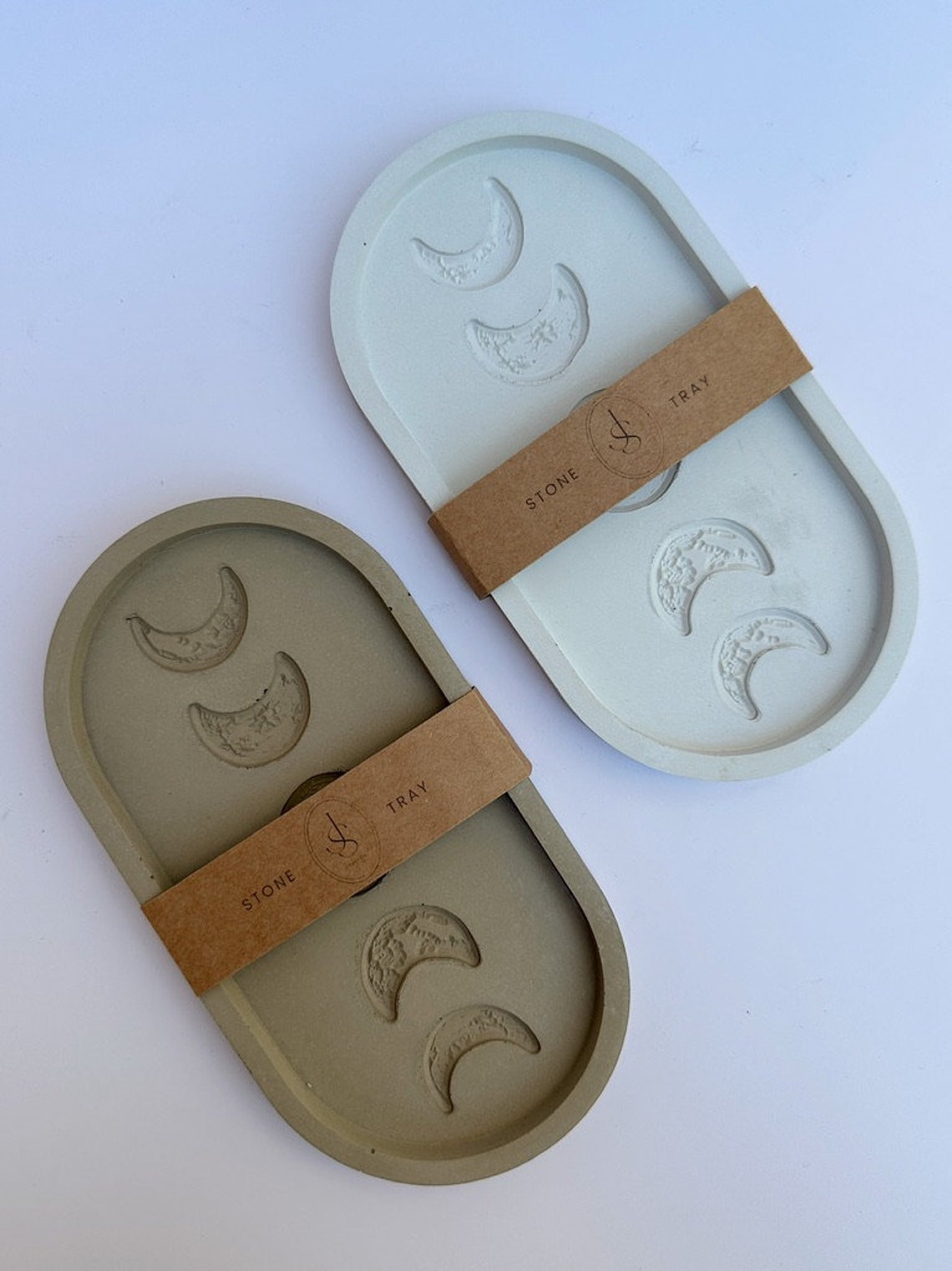 Crescent Moon Stone Oval Tray, Jewelry Dish, Decor Concrete Moon Catch ...