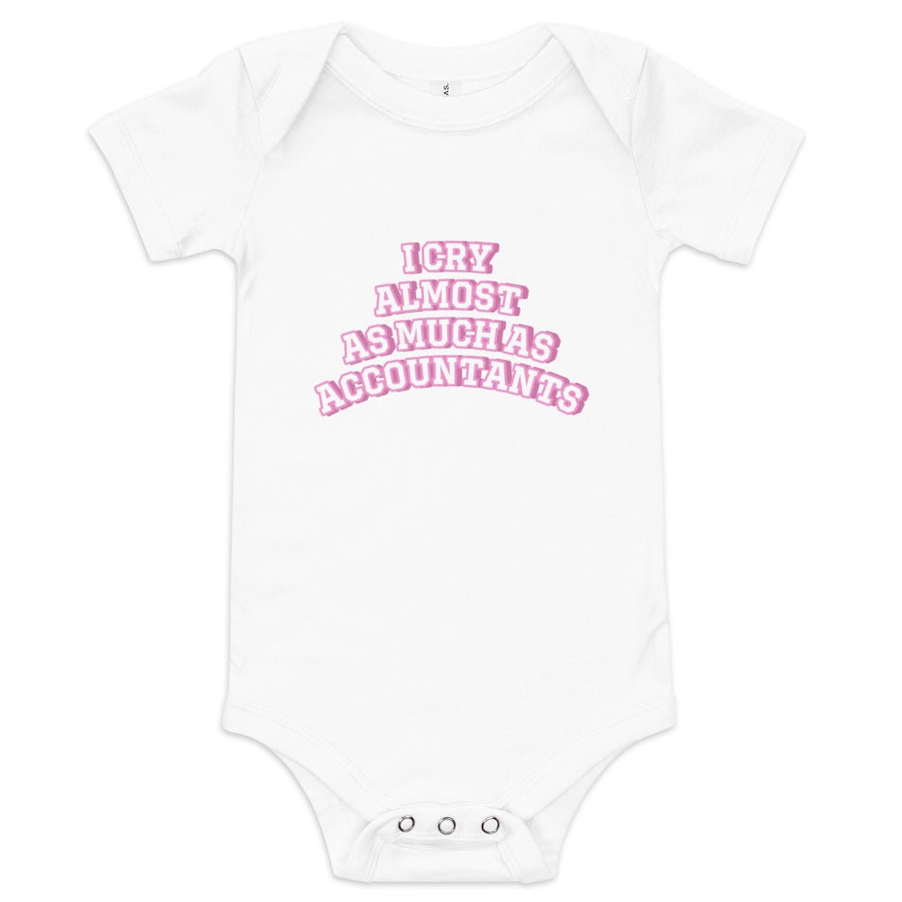 Funny Baby Accountant Baby Shower Gift Pink Baby Bodysuit Onesie I Cry ...