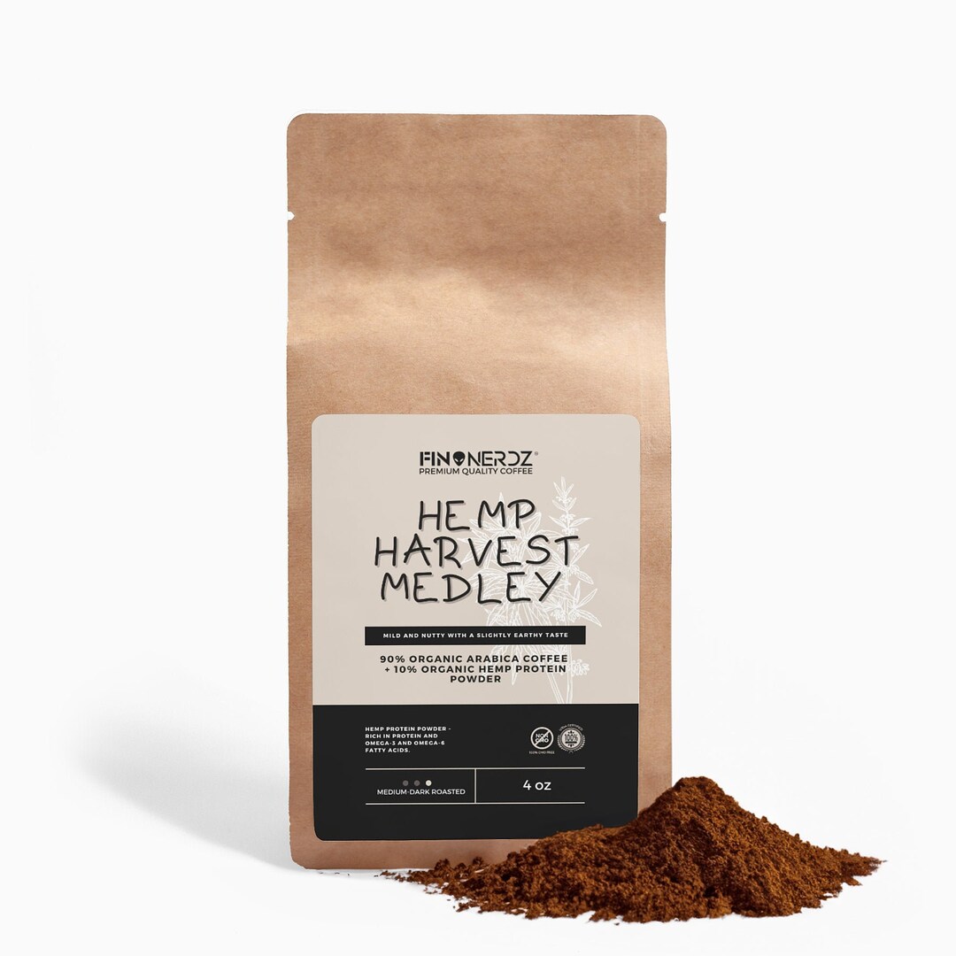 Coffee Lover Gift, Organic Hemp Ground Coffee Blend “HEMP HARVEST ...
