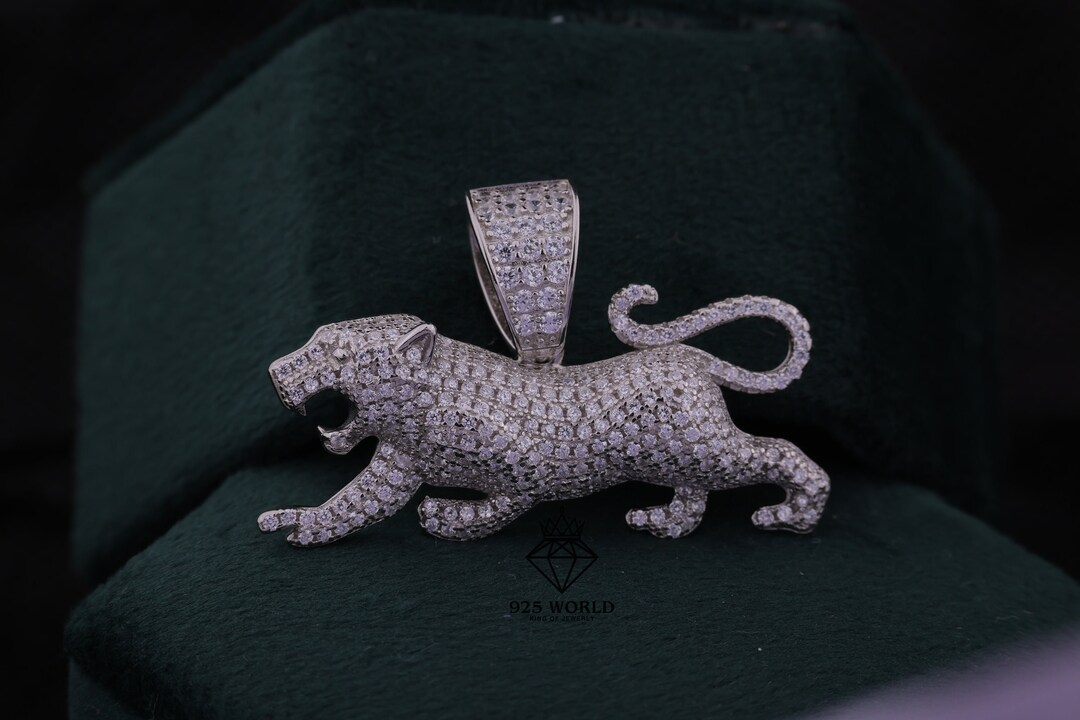 Moissanite Diamond Tiger Pendant,iced Out Tiger Pendant,925 Sterling ...