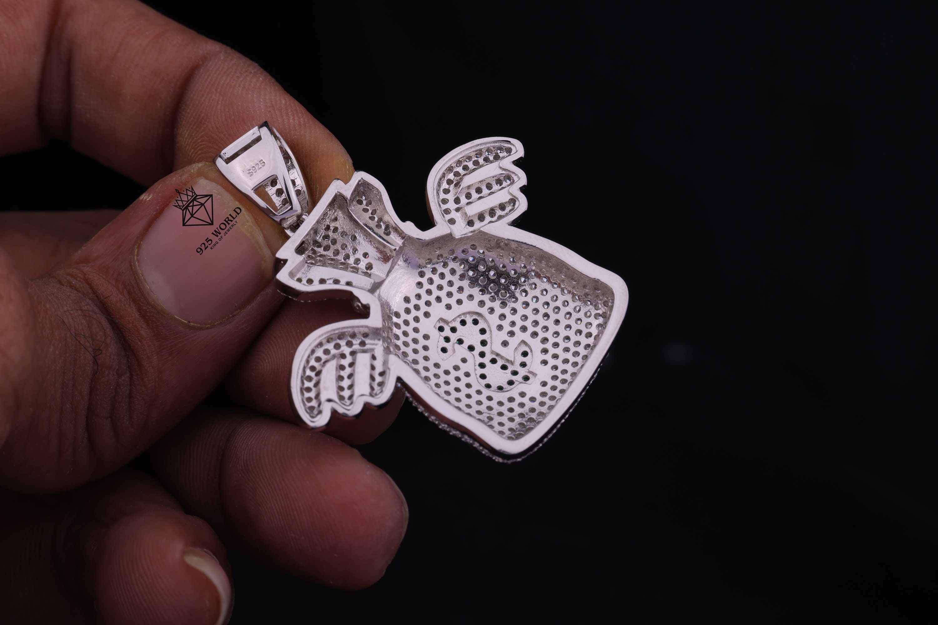 Iced Out Dollar Sign Money Bag Pendant,shiny VVS Moissanite Pendant ...