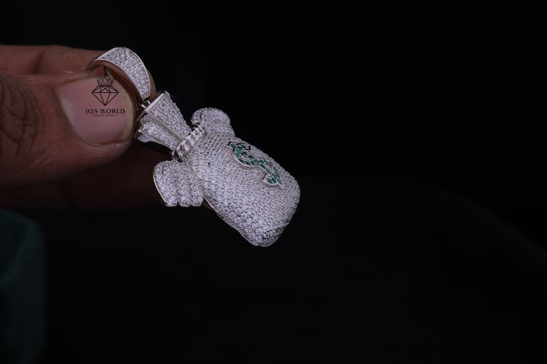 Iced Out Dollar Sign Money Bag Pendant,shiny VVS Moissanite Pendant ...
