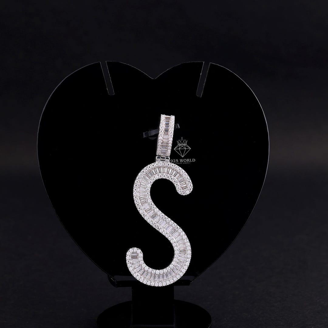 Customized Initial "s" Letter Pendant,moissanite Diamond Initial Name ...