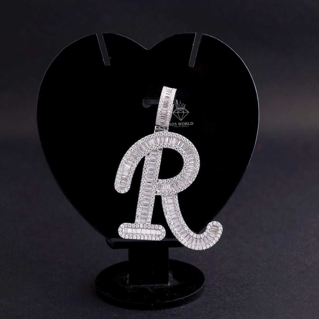 Custom "r" Letter Pendant,iced Out Big Alphabet Initial Charm,baguette ...