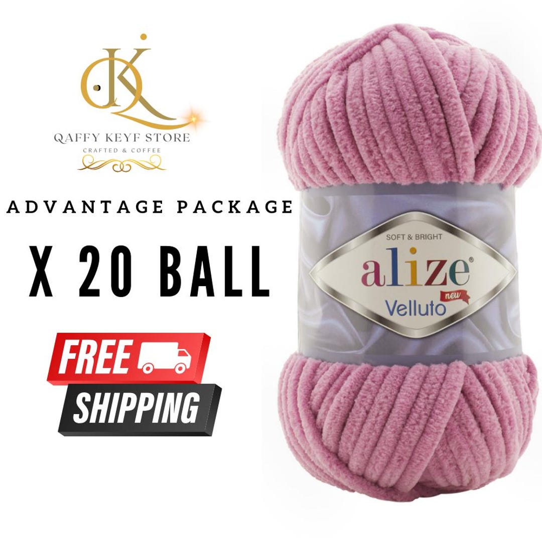 Alize Velluto Chenille Yarn: 20 Ball Micropolyester Velvet Bulky Fluffy ...