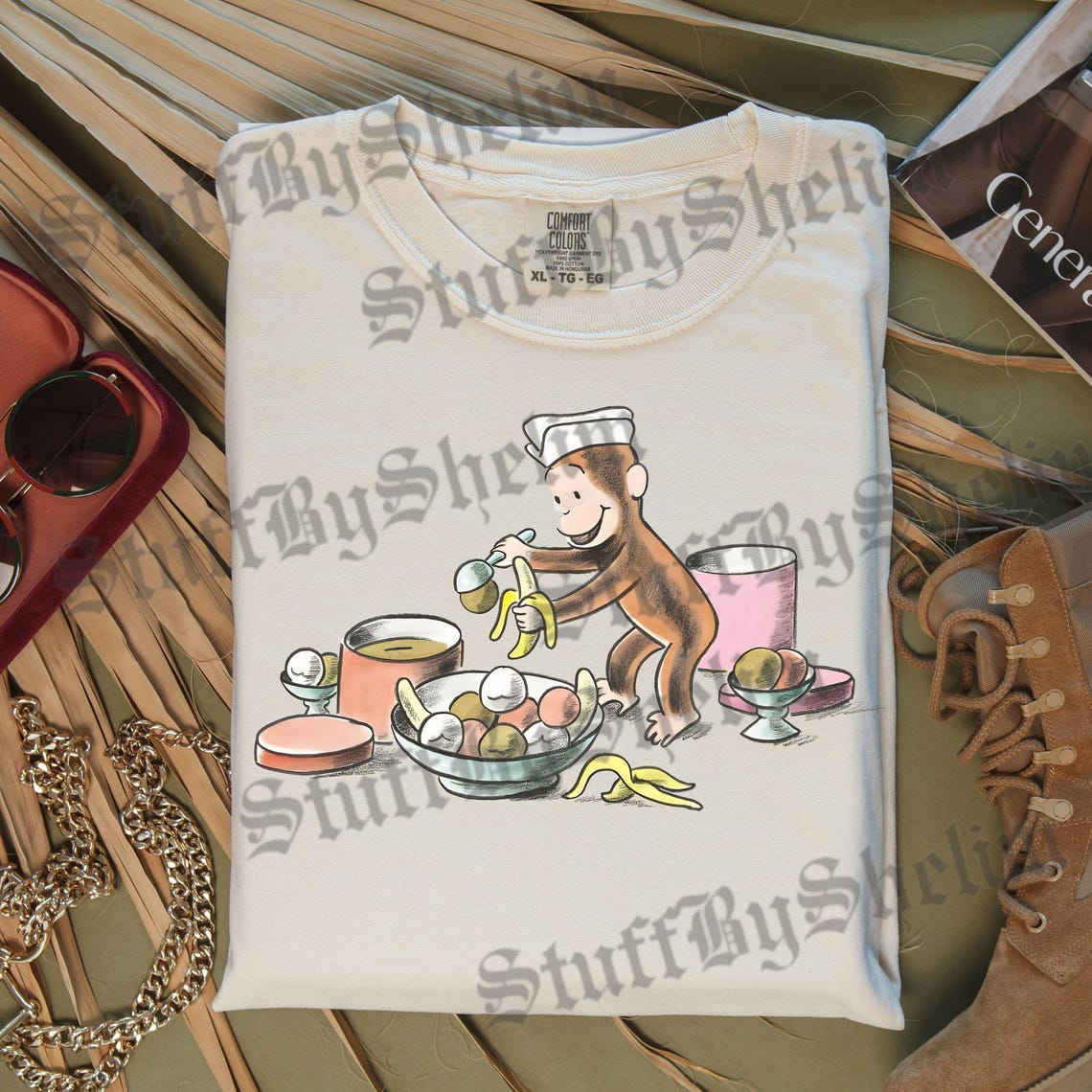 Curious George Cooking, Vintage Cartoons PNG, Baking Tee, 90s Digital ...