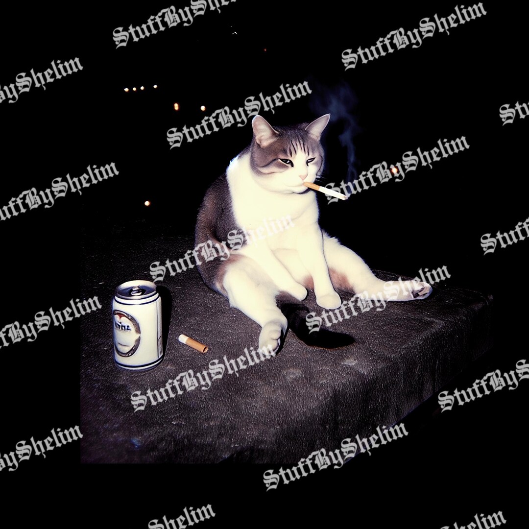 Funny Smoking Cat Meme PNG, Cigarette Cat, Gen Z Joke Sublimation ...