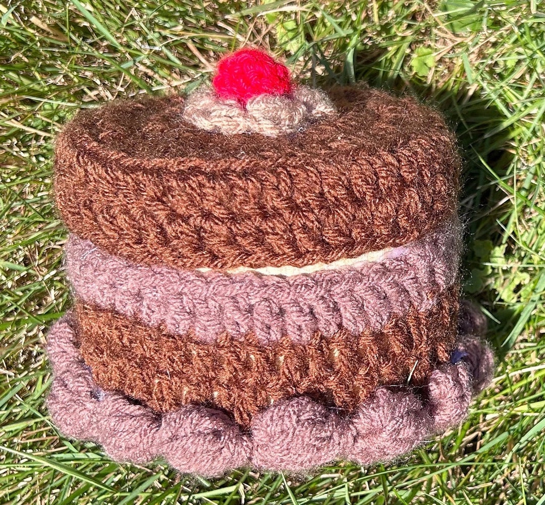Crochet Chocolate Cake Box Handmade Wooden Box Crochet Cake Crochet ...